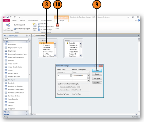 Microsoft Access 2010 Creating Relationships Between Tables Windows 7